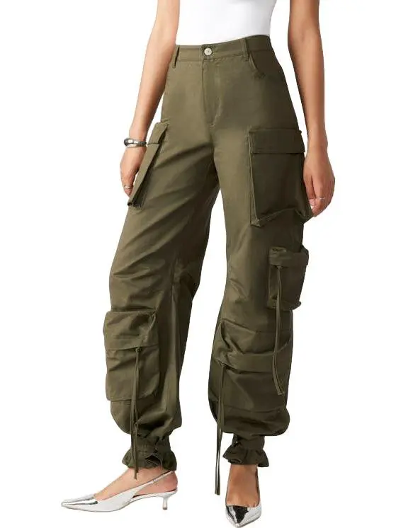 Steve Madden Duo Wide Leg Cargo Pants - Olive