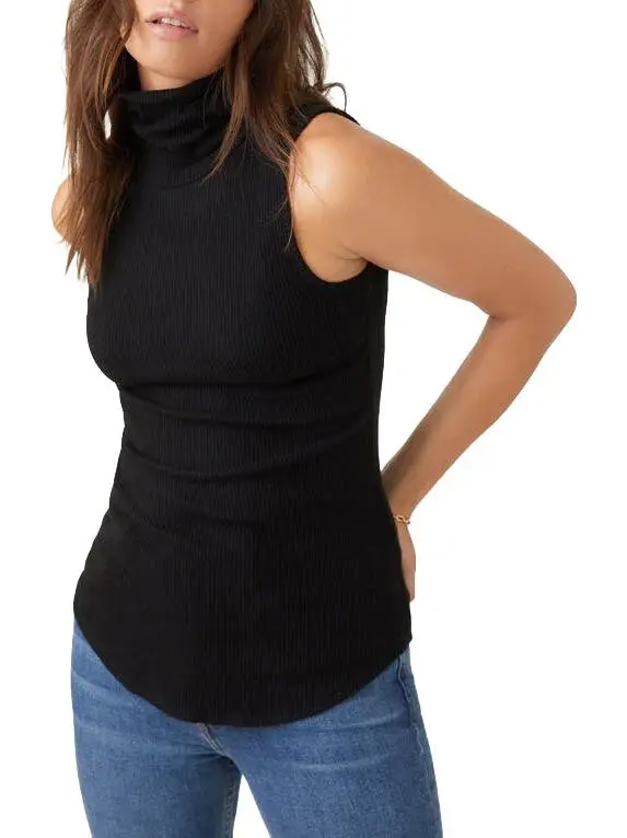 Fifteen Twenty Turtleneck Ribbed Sleeveless Sweater - Black