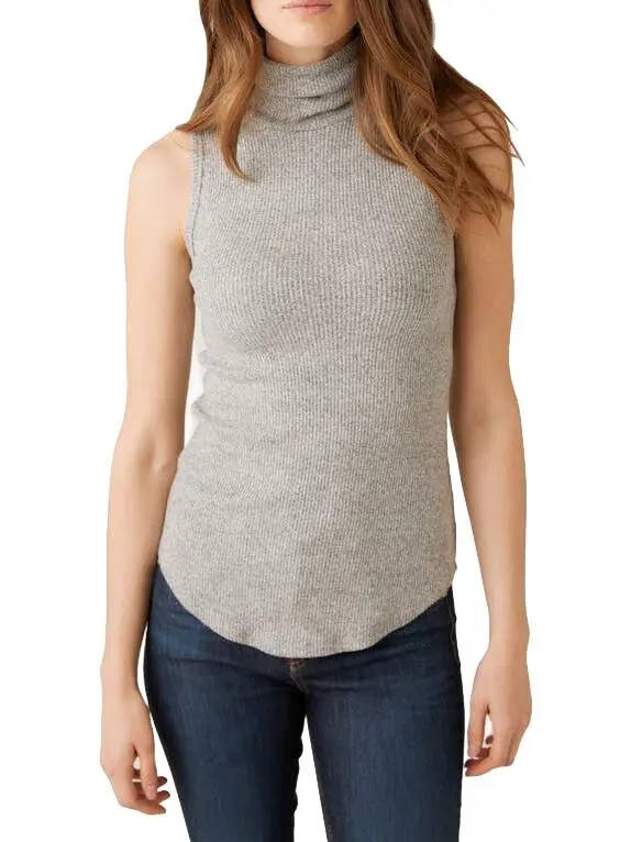 Fifteen Twenty Turtleneck Ribbed Sleeveless Sweater - Gray
