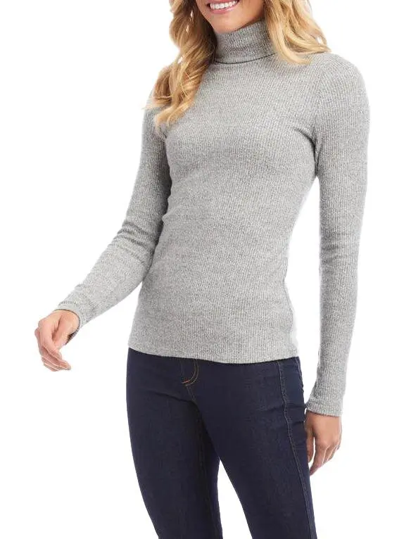 Fifteen Twenty Ribbed Turtleneck Top - Gray