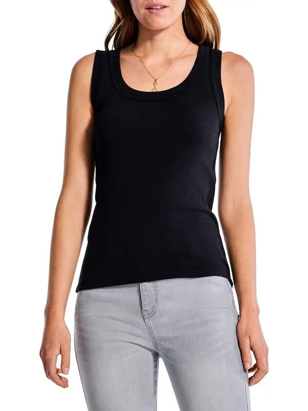 NIC+ZOE Perfect Knit Rib Scoop Neck Tank - Black Onyx