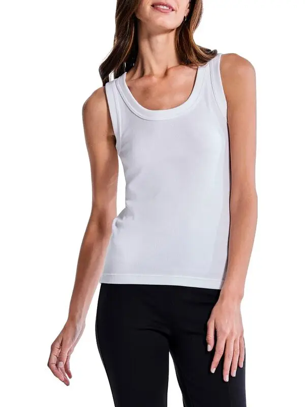 NIC+ZOE Perfect Knit Rib Scoop Neck Tank - Paper White