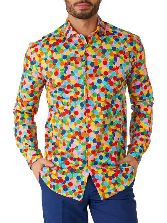 Opposuits Confetteroni Stretch Button-up Shirt - Red/green/blue/yellow Multi