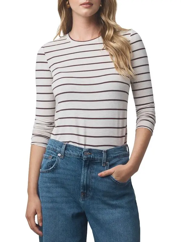 Splendid Stripe Long Sleeve Tee - Dark Plum/pale Oak