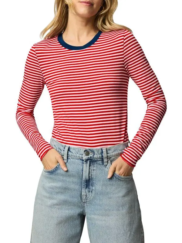 Splendid Stripe Long Sleeve Tee - Navy Blue/route/white