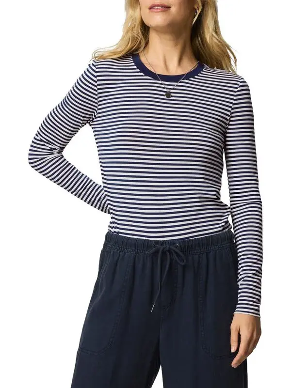 Splendid Stripe Long Sleeve Tee - Navy/white
