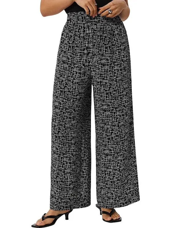 Whistles Petite Woven Grid Crop Trousers - Black/multi