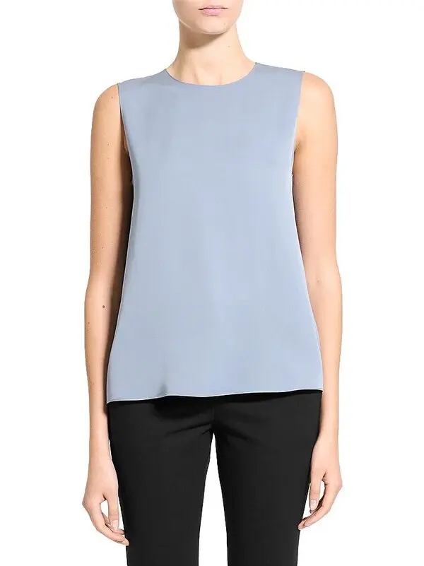 Theory Silk Sleeveless Tank - Harbor Blue