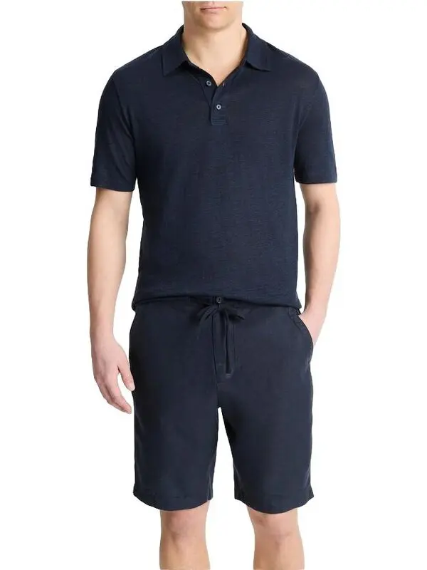 Vince Linen Polo Shirt - Black