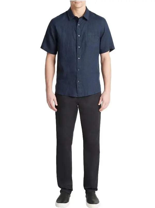 Vince Linen Short-sleeve Shirt - Black