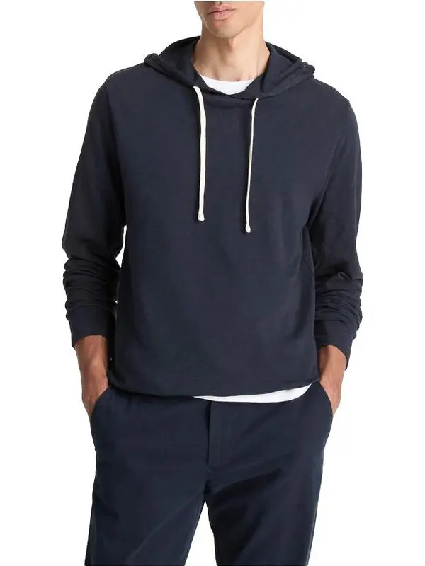 Vince Textured Cotton Hoodie - Black