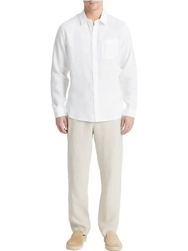 Vince Linen Long-sleeve Shirt - White