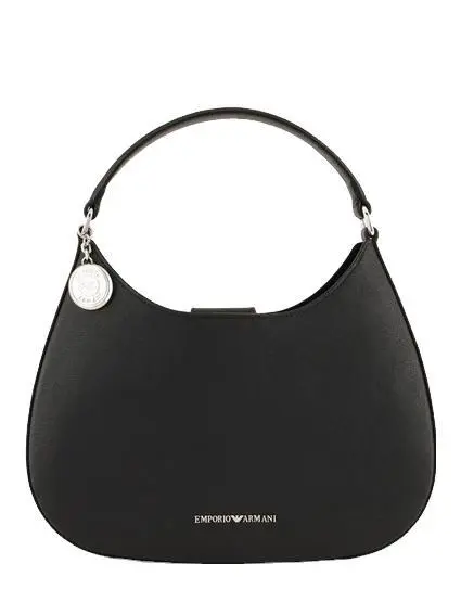 Emporio Armani Asv Micro-grain Recycled Leather Hobo Bag - Black