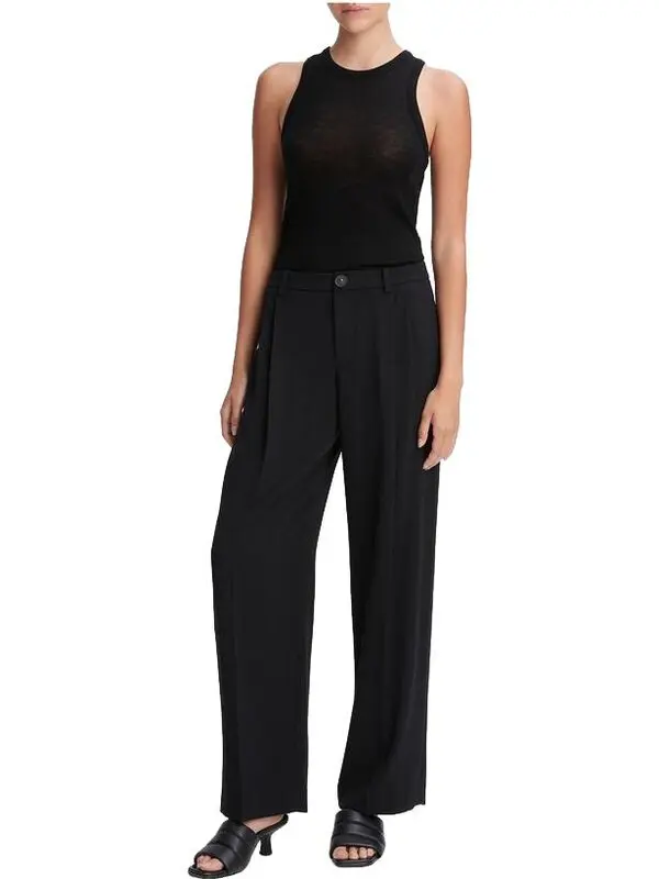 Vince Drop-waist Pleated Crepe Trousers - Black