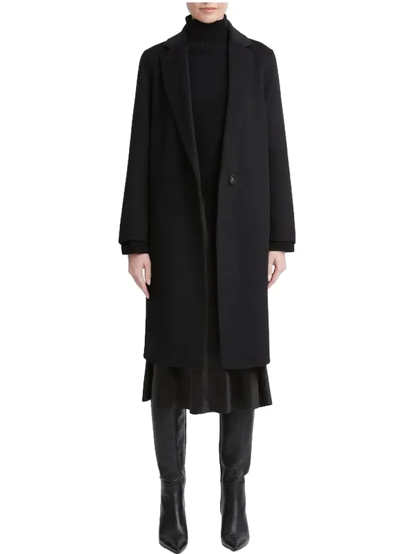 Vince Classic Wool-blend Straight Coat - Black