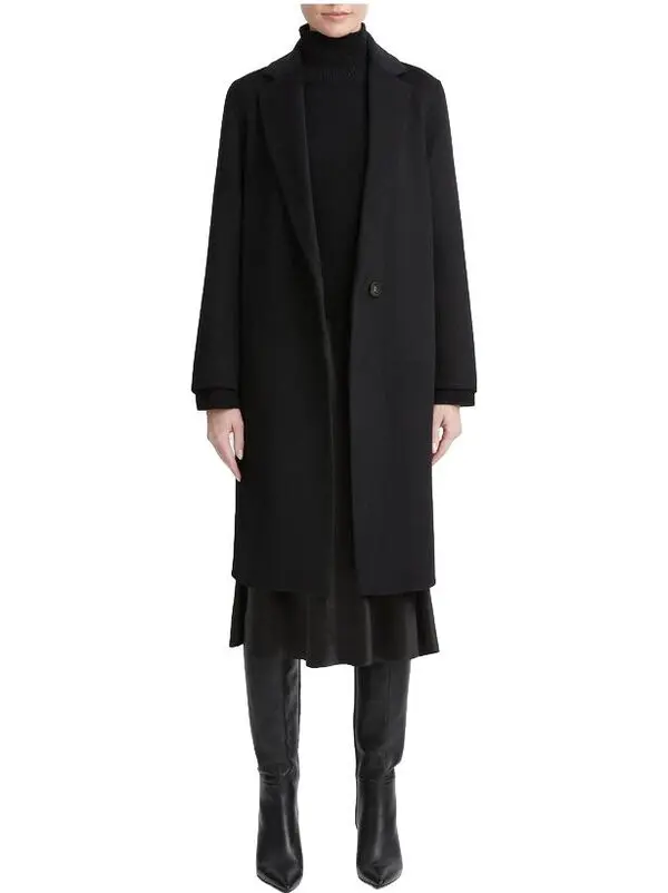Vince Classic Wool-blend Straight Coat - Black