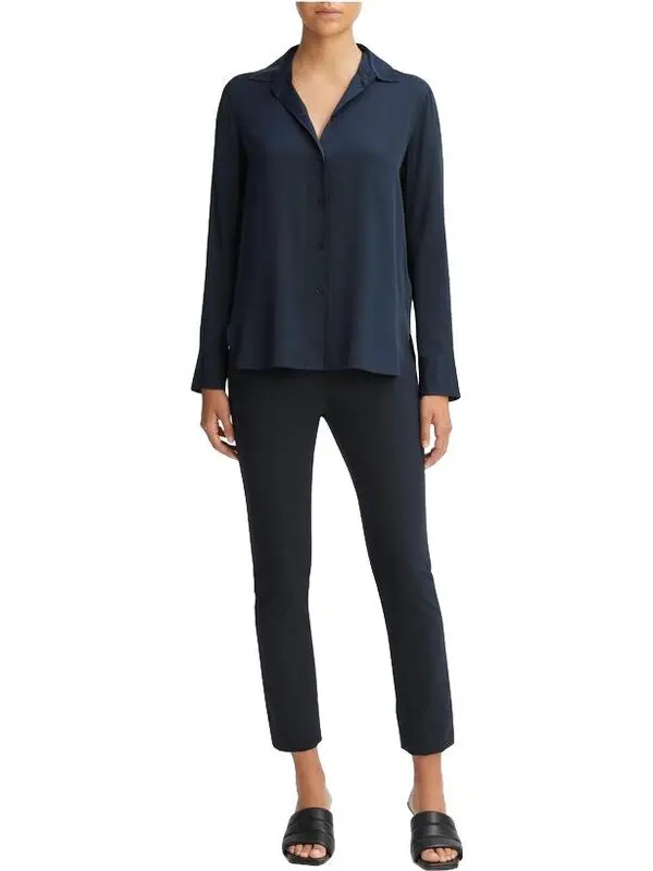 Vince Slim-fit Stretch-silk Blouse - Black