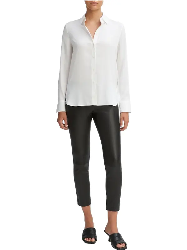 Vince Slim-fit Stretch-silk Blouse - White