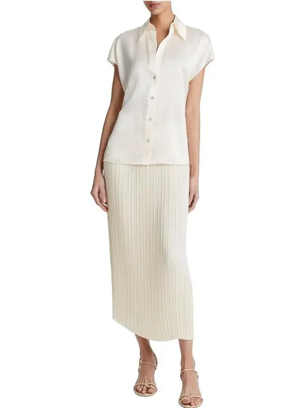 Vince Silk Cap-sleeve Blouse - White