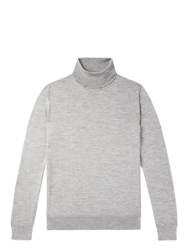 Zegna Cashmere And Silk-blend Rollneck Sweater - Gray
