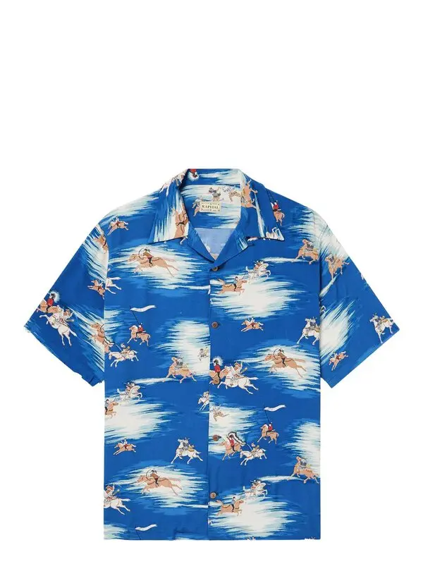 Kapital Convertible-collar Printed Crepe Shirt - Blue
