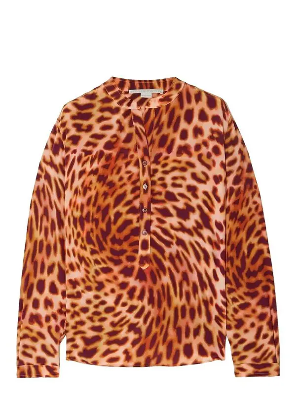 Stella McCartney Leopard-print Silk Crepe De Chine Shirt - Peach