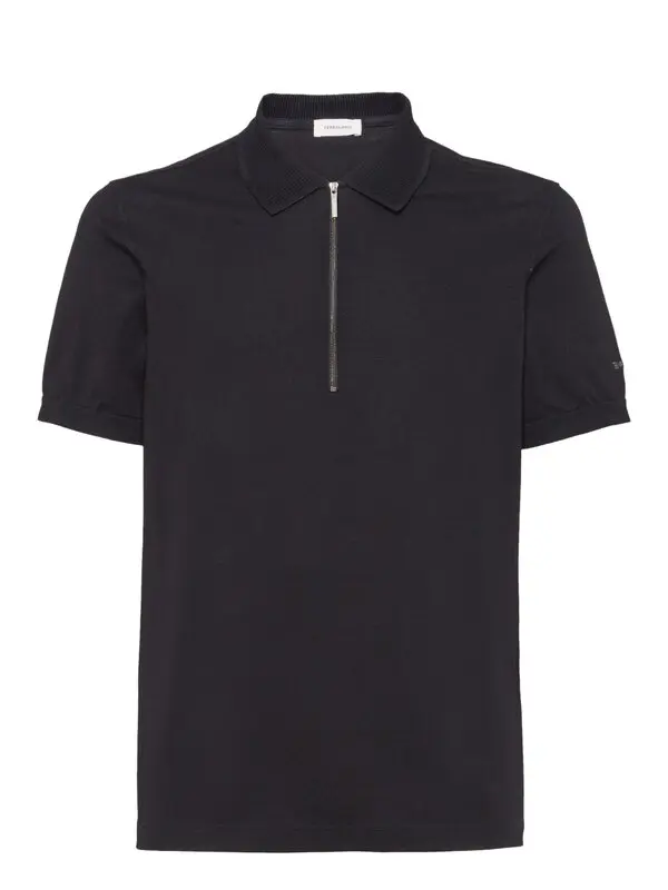 FERRAGAMO Polo With Zip Collar - Black