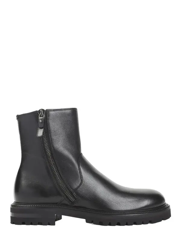 Giorgio Armani Leather Ankle Boots - Black