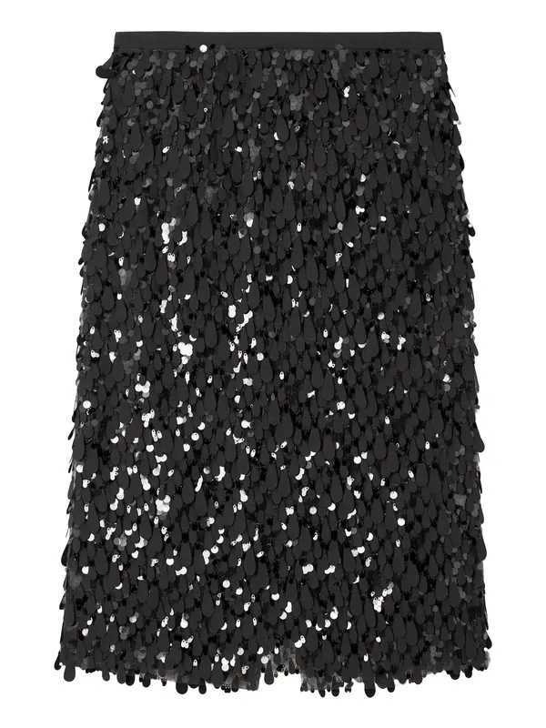Brunello Cucinelli Embellished Wool-blend Midi Skirt - Black