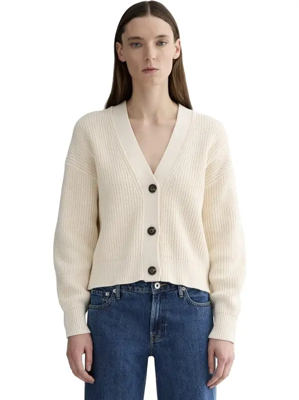 Everlane Boxy Cardigan In Everyday Cotton - Canvas