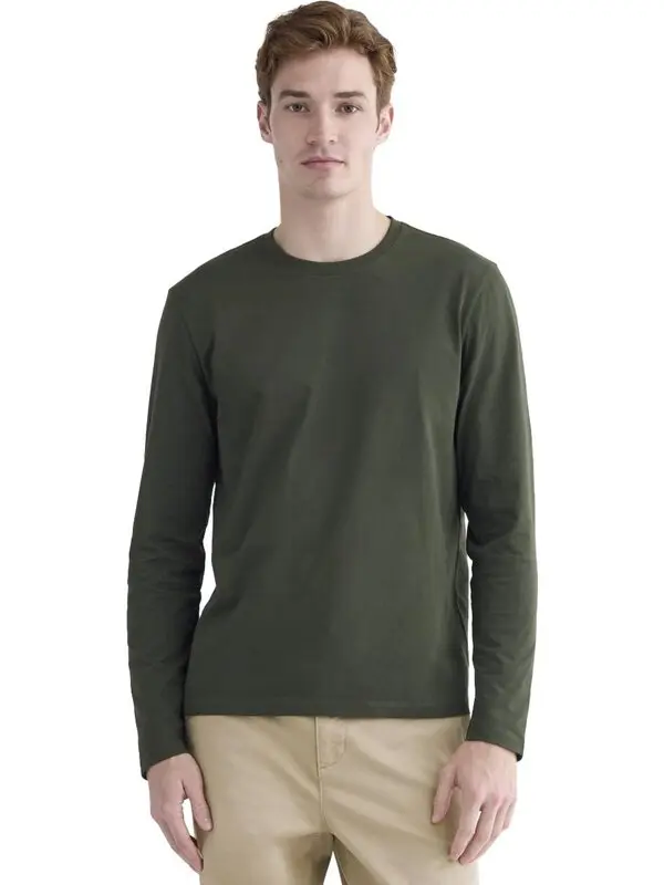 Everlane Essential Organic Long-sleeve Tshirt - Dark Green