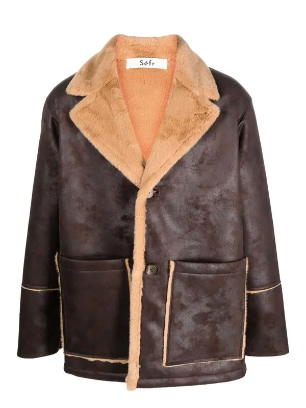 Séfr Faux-shearling Trim Jacket - Brown