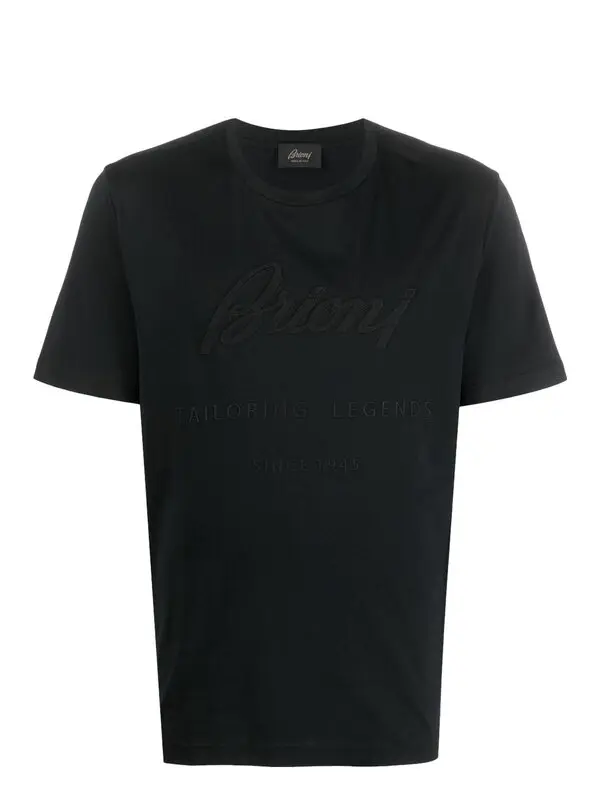 Brioni Logo-appliqué Cotton T-shirt - Black