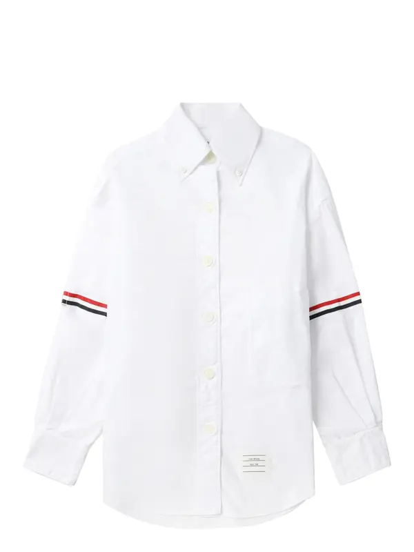 Thom Browne Rwb Stripe-trim Cotton Shirt - White