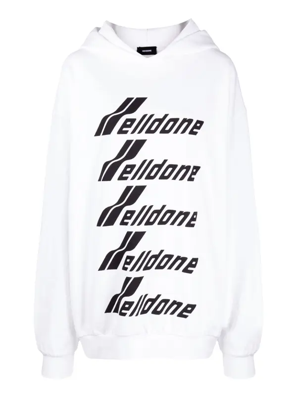 We11Done Front Logo Cotton Hoodie - White