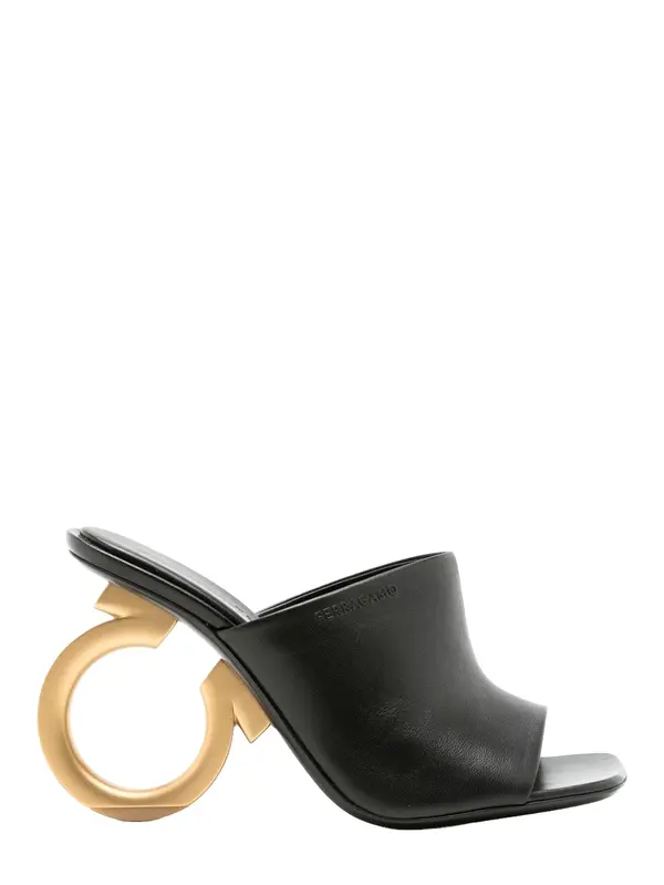 FERRAGAMO Elina Leather Mules - Black