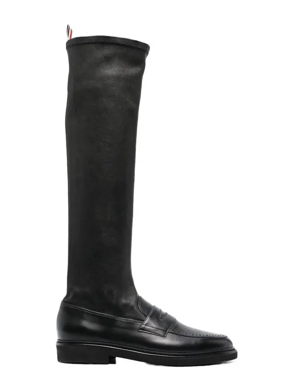 Thom Browne Penny Loafer Knee-high Boots - Black
