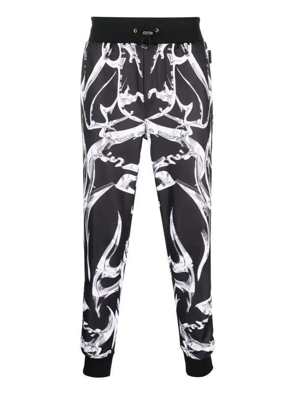 Philipp Plein Chrome Abstract-pattern Track Pants - Black
