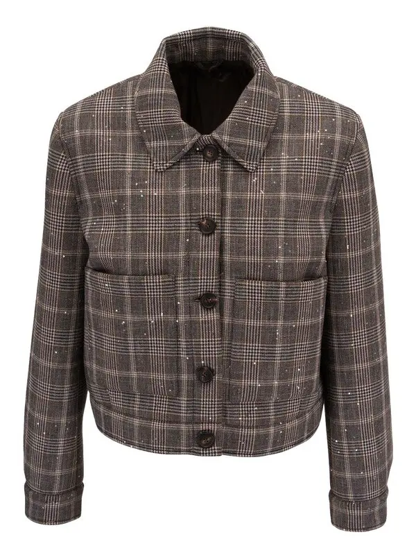 Brunello Cucinelli Plaid-checked Wool-blend Jacket - Neutrals