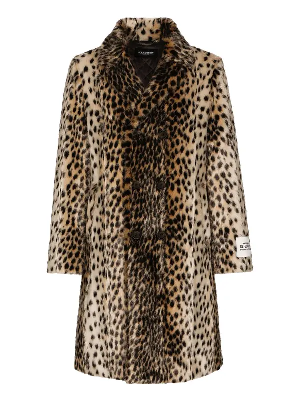 Dolce & Gabbana Leopard-print Faux Fur Coat - Neutrals