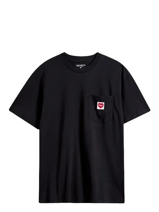 Carhartt Work In Progress Pocket Heart Organic Cotton T-shirt - Black / Red