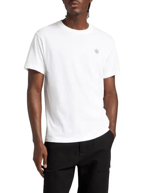 Stone Island Logo Patch Cotton T-shirt - White