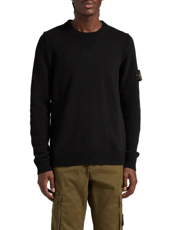 Stone Island Wool-blend Crewneck Sweater - Black