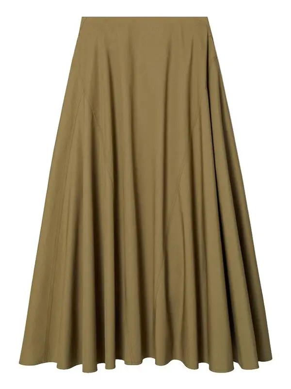 Tory Burch Cotton Poplin A-line Skirt - Olive