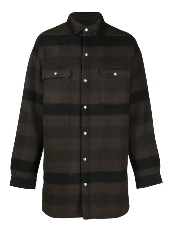Rick Owens Striped Drop-shoulder Shirt Jacket - Brown