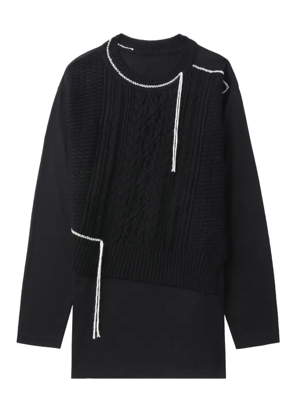 Y’s Decorative-stitch Long-sleeve Jumper - Black