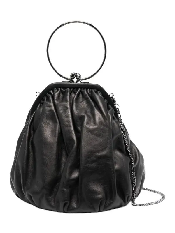 Yohji Yamamoto Clasp Drape Leather Tote Bag - Black