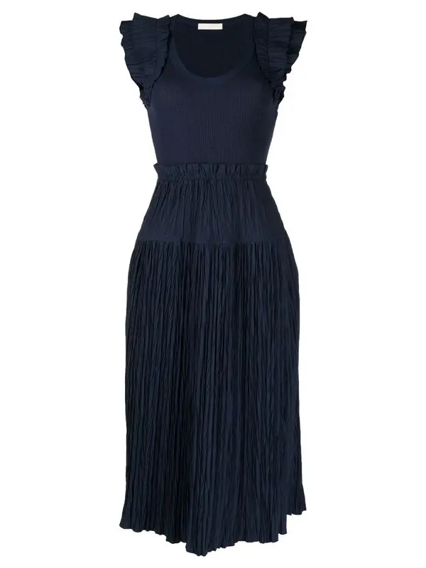 Ulla Johnson Virginia Pleated Midi Dress - Blue