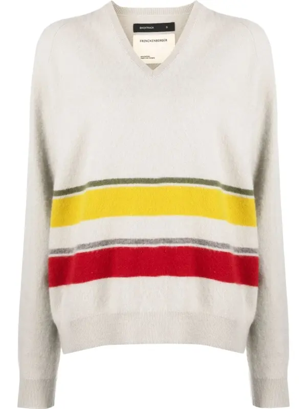 Frenckenberger Striped Cashmere Jumper - Grey