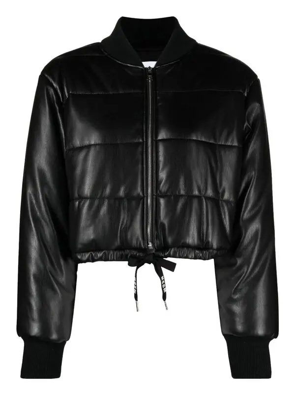 MSGM Padded Cropped Faux-leather Jacket - Black